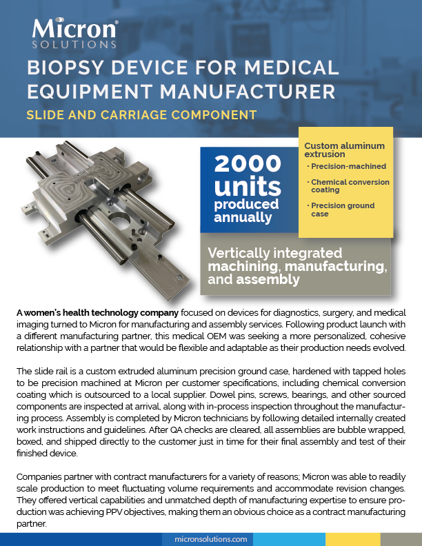 Slide and Carriage Subassembly for Medical Biopsy Analysis Device
